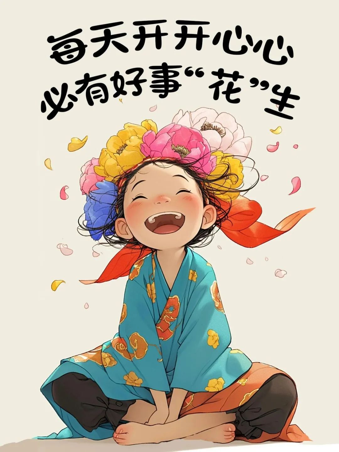 就是这么乐观 搞笑 俏皮 小女孩 插画-Ai玩表情-51052.com