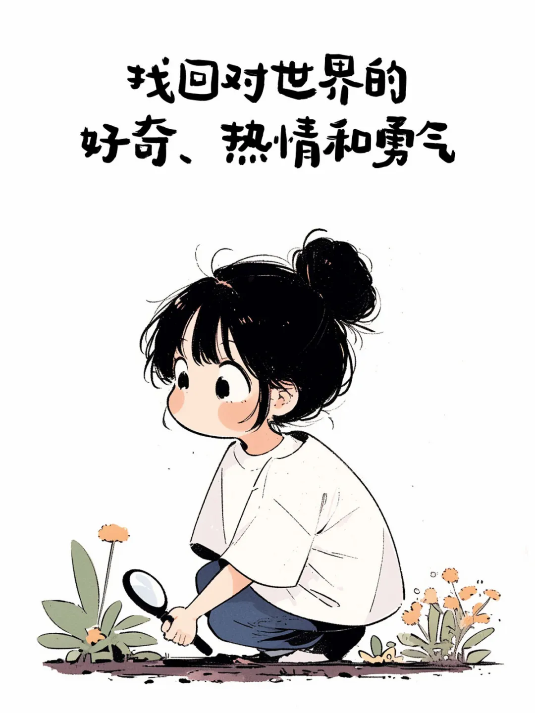 保存好奇热情和勇气 小女孩 文案 短句 治愈-Ai玩表情-51052.com