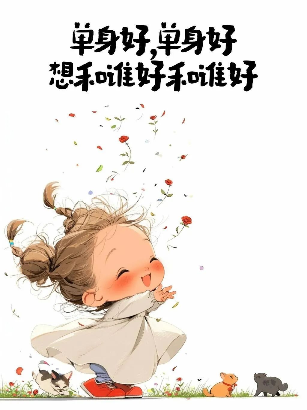 单身好 小女孩 520 文案 发朋友圈 搞笑文案-Ai玩表情-51052.com