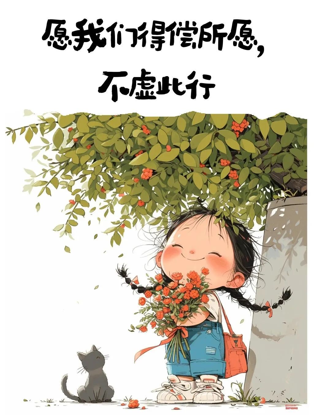 愿我们得偿所愿不虚此行 小女孩 高考 节日文案 祝福 Ai玩表情|51052