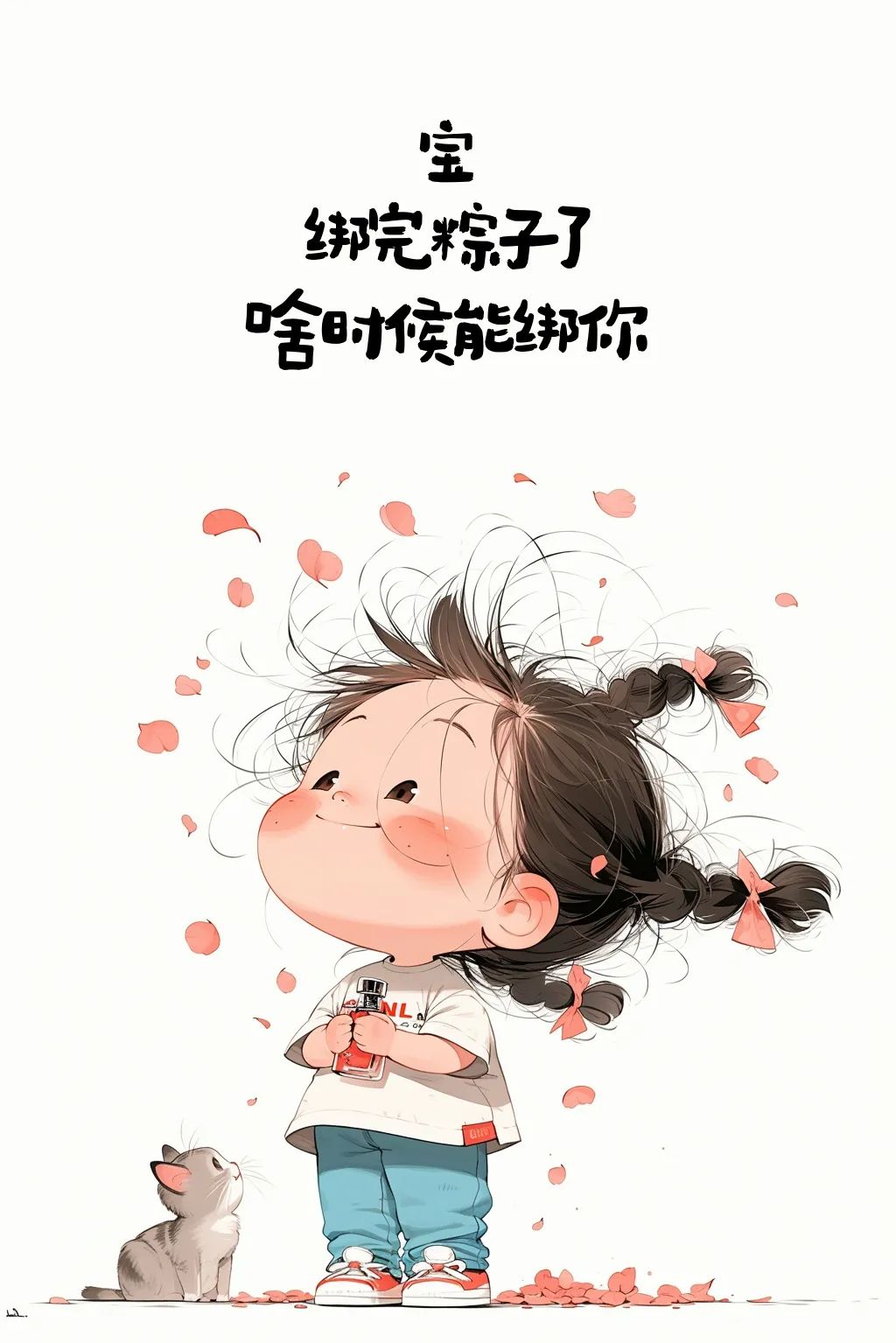 啥时候能绑你 小女孩 端午节 节日文案 发朋友圈-Ai玩表情-51052.com