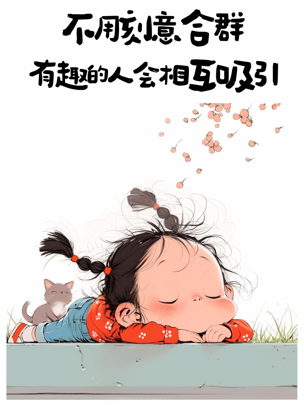 不用刻意合群 小女孩 搞笑文案 发朋友圈 治愈-Ai玩表情-51052.com