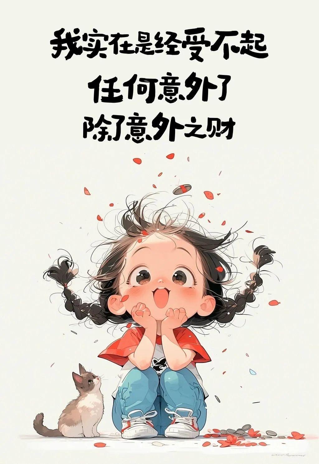 只经受得住意外之财 小女孩 搞笑文案 发朋友圈 治愈-Ai玩表情-51052.com