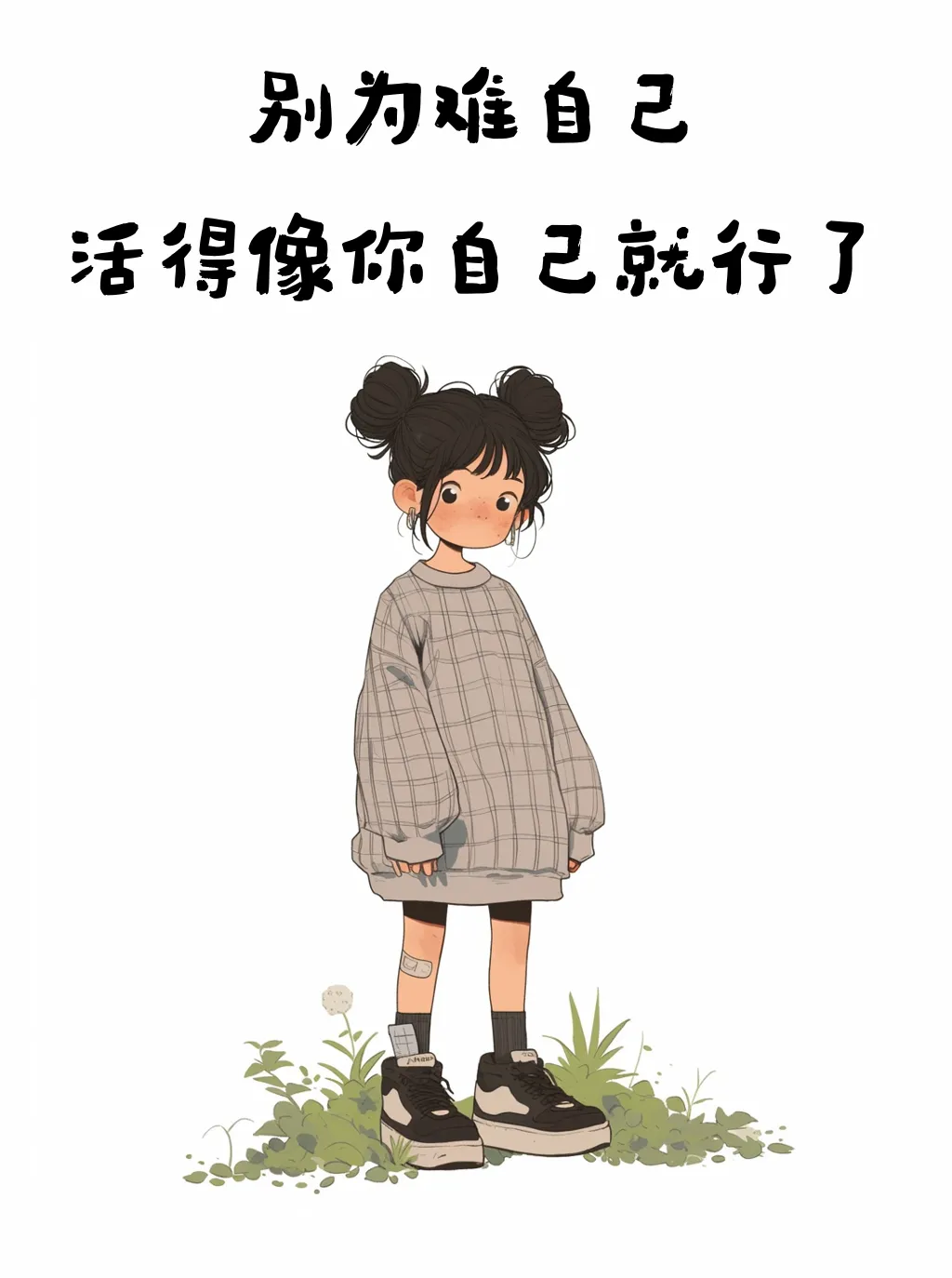别为难自己，活得像自己 小女孩 自渡 走心 文案-Ai玩表情-51052.com
